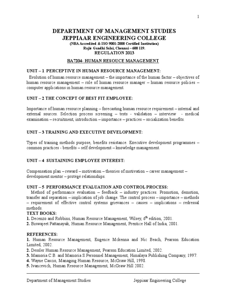 Human Resource Management Notes For All 5 Units | PDF | Human Resource ...
