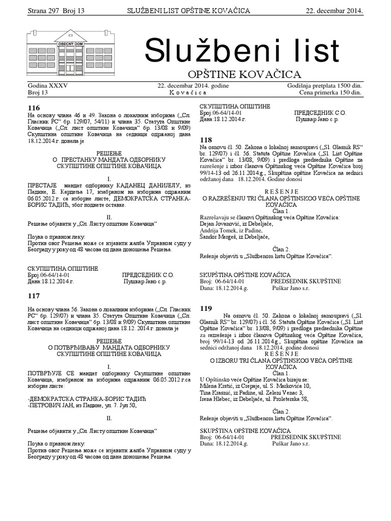 1 DEO Sluzbeni List 13 | PDF