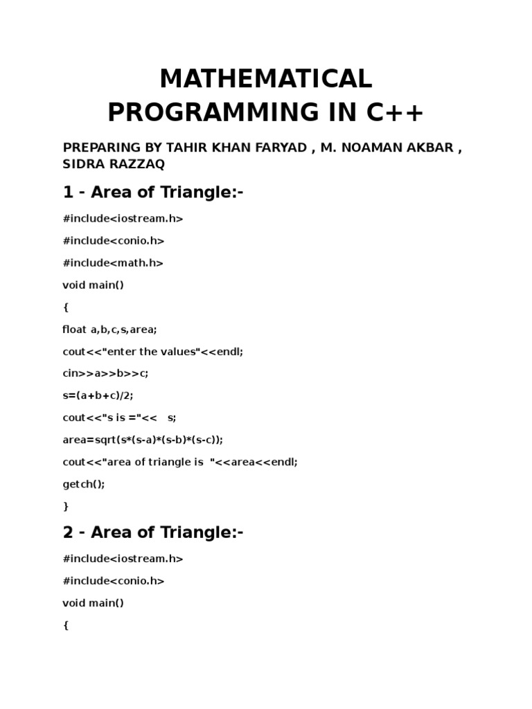 Mathematical Programming in C | PDF