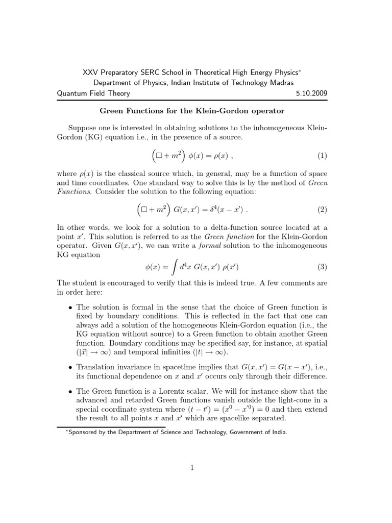 Green Function | PDF | Green's Function | Spacetime