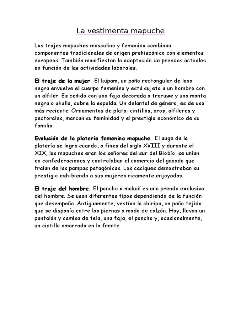La Vestimenta Mapuche | PDF