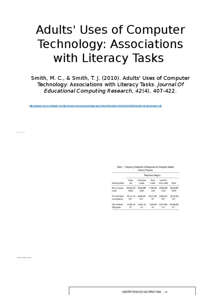 Computer Technology and Literacy Use | PDF | Computers