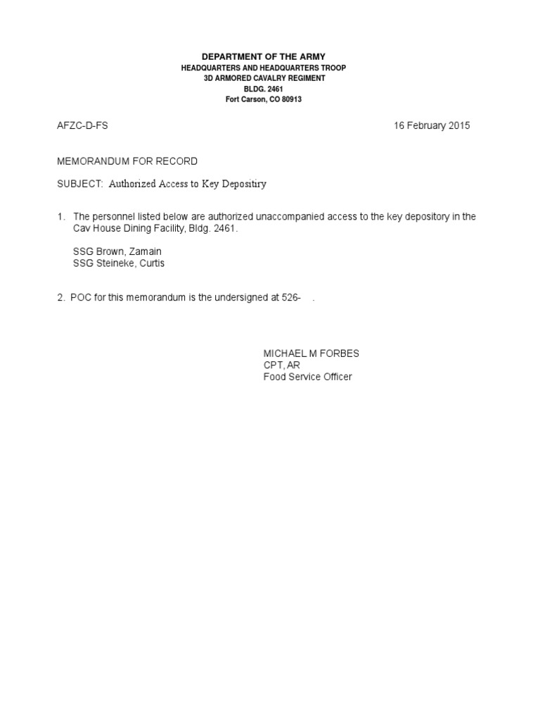Authorized Key Access Memo | PDF
