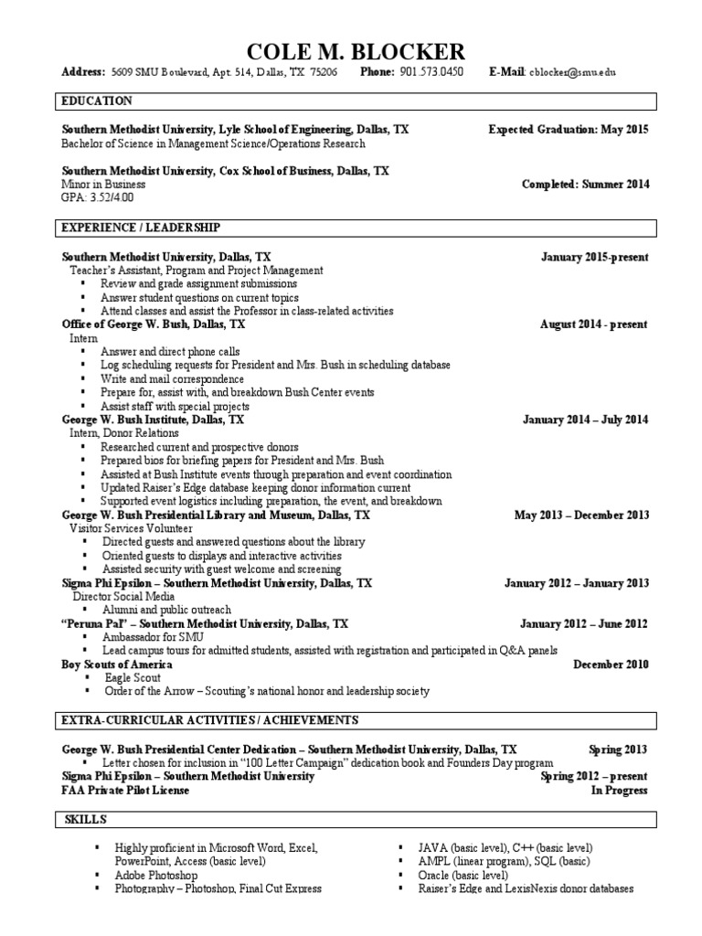 Cole Blocker's Resume | PDF | Further Education | Schools