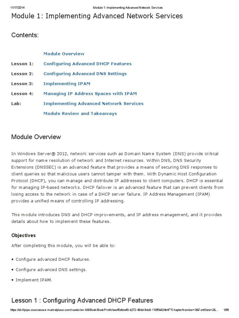 Module 1 - Implementing Advanced Network Services | PDF | Domain Name System | I Pv6