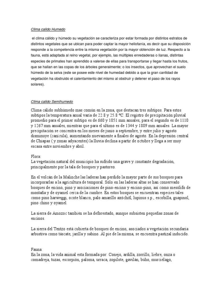 Características del clima cálido húmedo | PDF | Clima | Selva