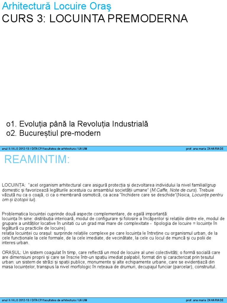 C3 Locuinta Premoderna | PDF