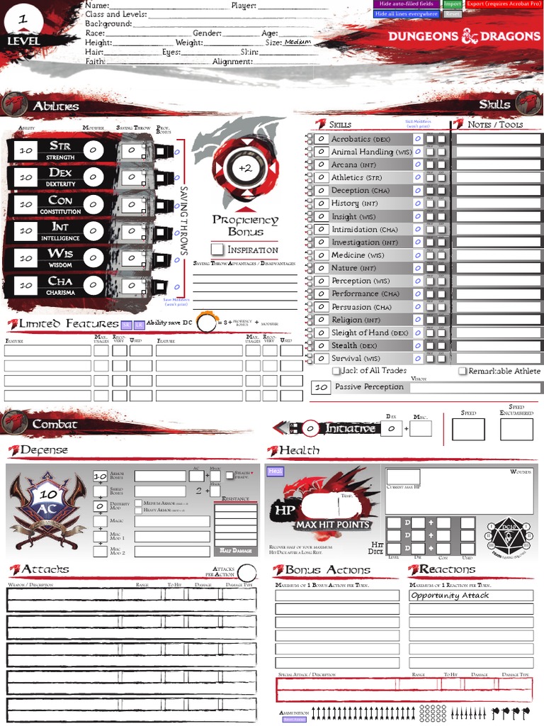 Character Sheet v4.2 (A4) | PDF | Dungeons & Dragons | Gaming
