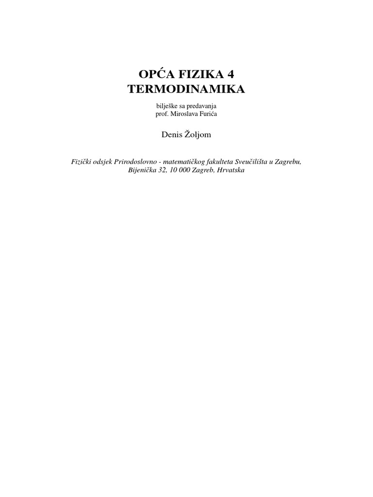 Termodinamika SKRIPTA 4. RAZ PDF | PDF