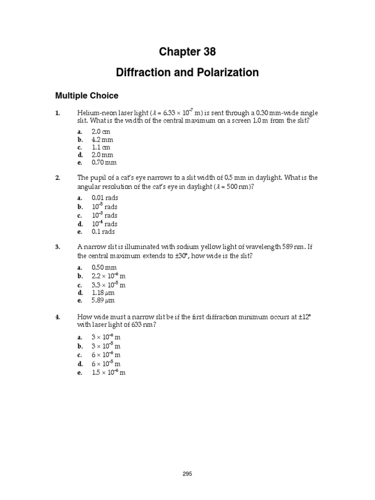 Chapter 38 | PDF | Diffraction | Wavelength