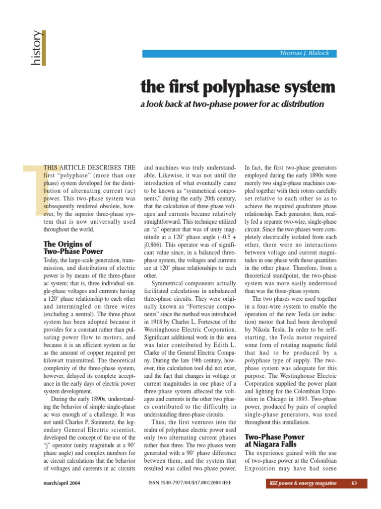 The First Polyphase System | PDF | Alternating Current | Electric Power ...