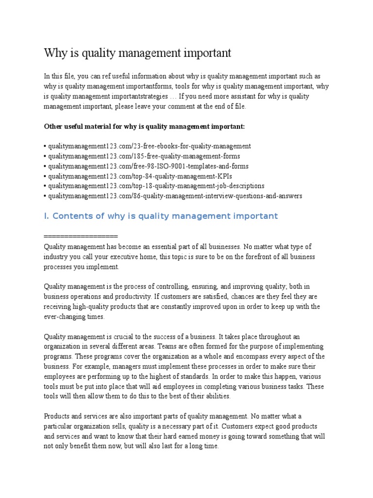 Why Is Quality Management Important | PDF | Scatter Plot | Scientific ...