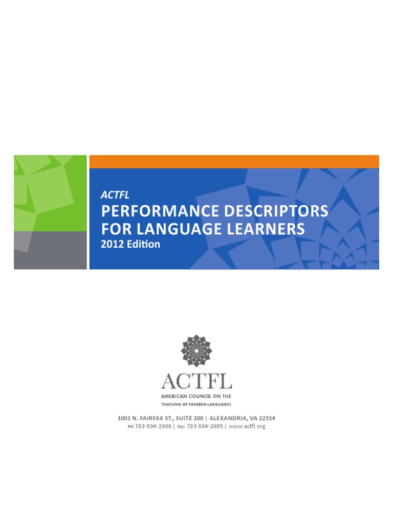 ACTFL Performance Descriptors For Language Learners | PDF | Educational ...