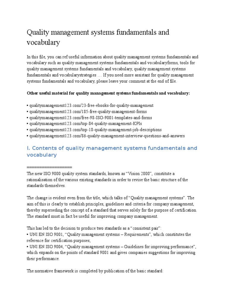 Quality Management Systems Fundamentals and Vocabulary | PDF | Scatter Plot | Histogram