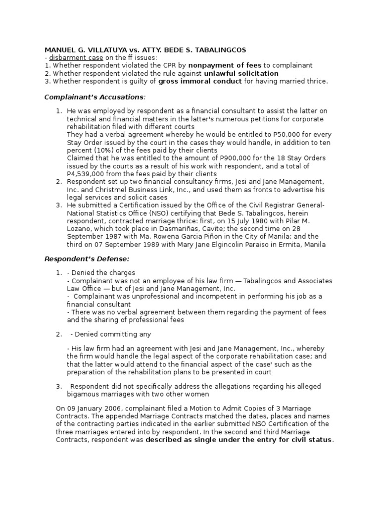 Disbarment Case Against Lawyer Found Guilty of Bigamy | PDF | Practice ...