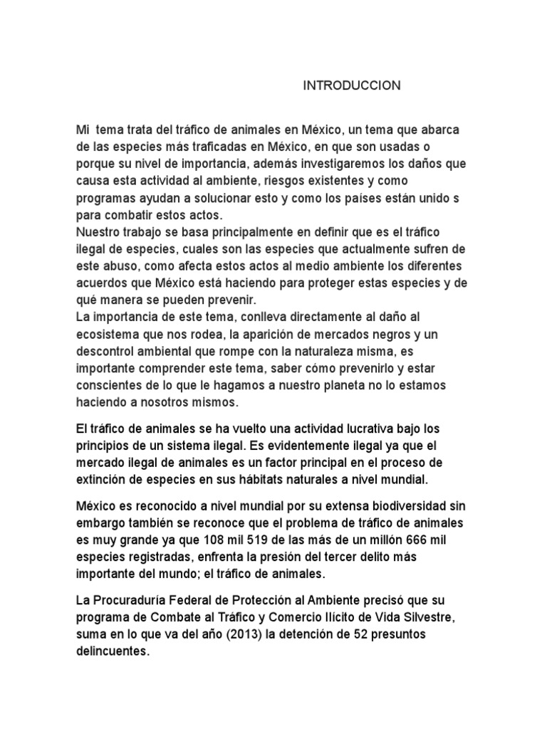 Tráfico de animales en México: causas y efectos | PDF | Biodiversidad ...