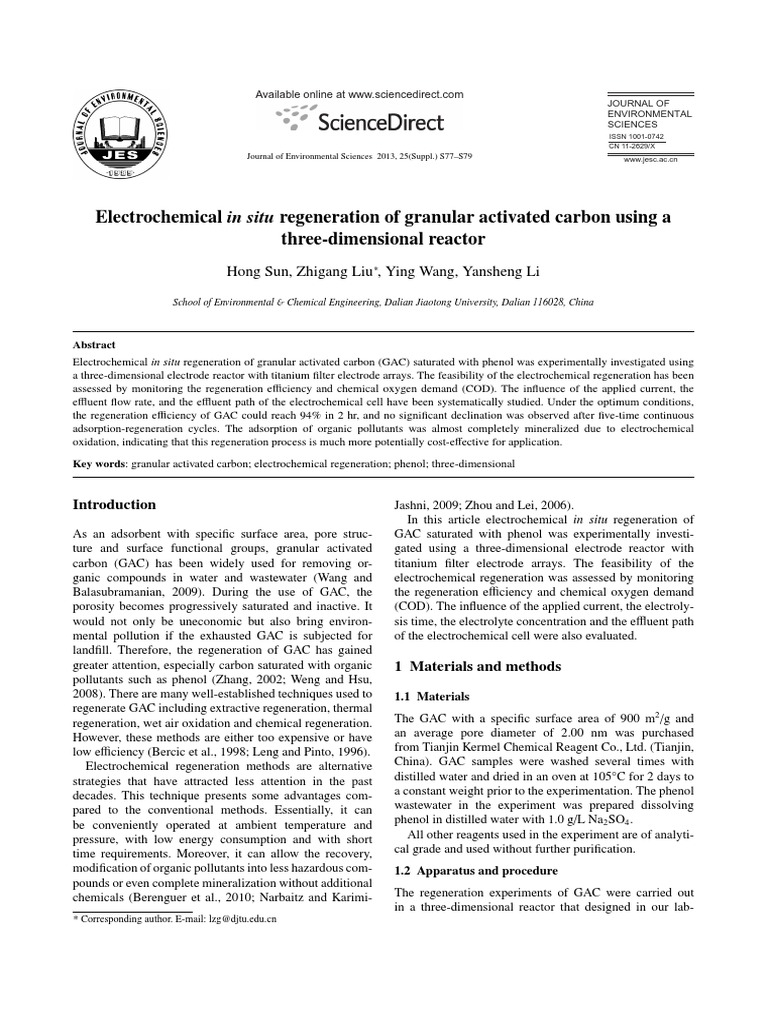 2013 - Sun Et Al. - Electrochemical in Situ Regeneration of Granular Activated Carbon Using A ...