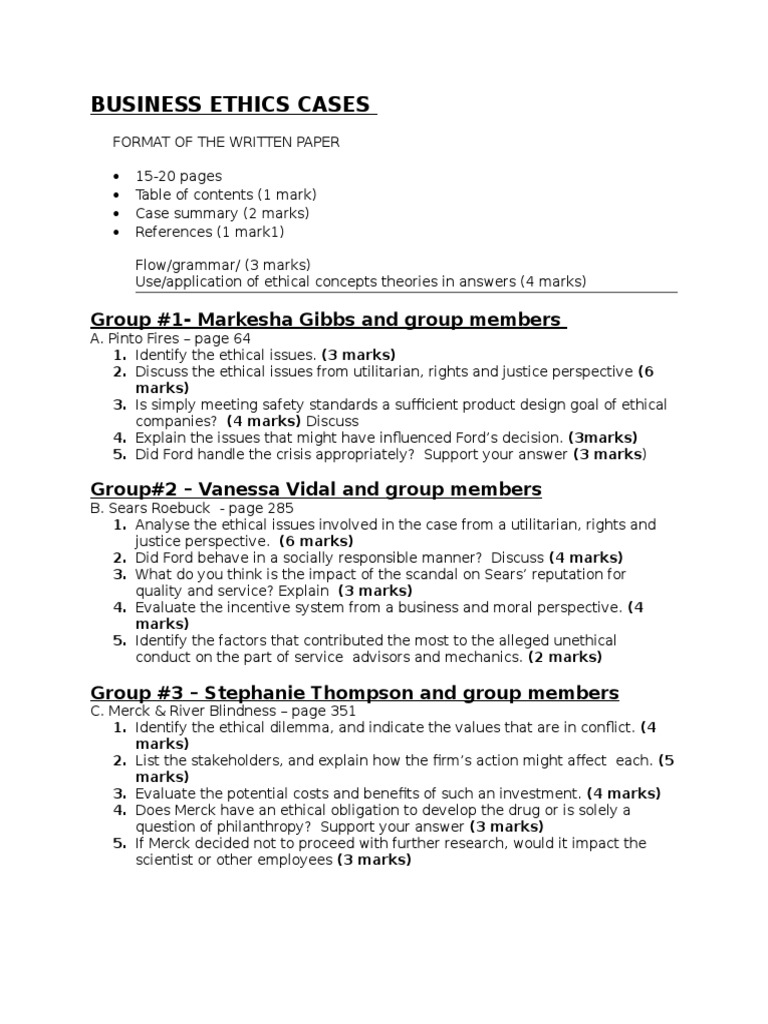 Business Ethics Case Studies Analysis | PDF | Business Ethics | Reputation