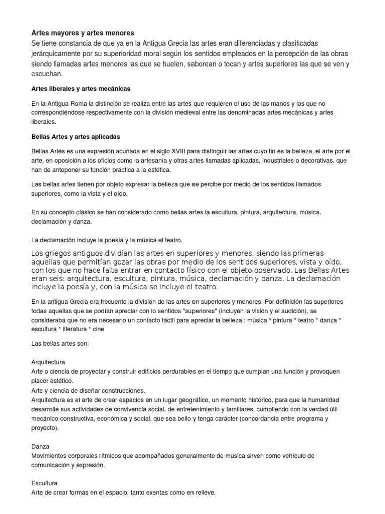 Artes Mayores y Artes Menores | PDF | Arte fino | Pinturas