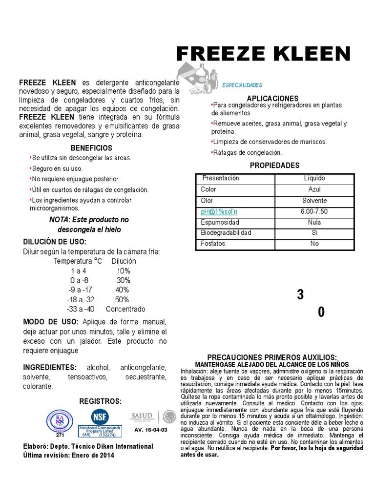 Freeze Kleen Ficha Tácnica | PDF