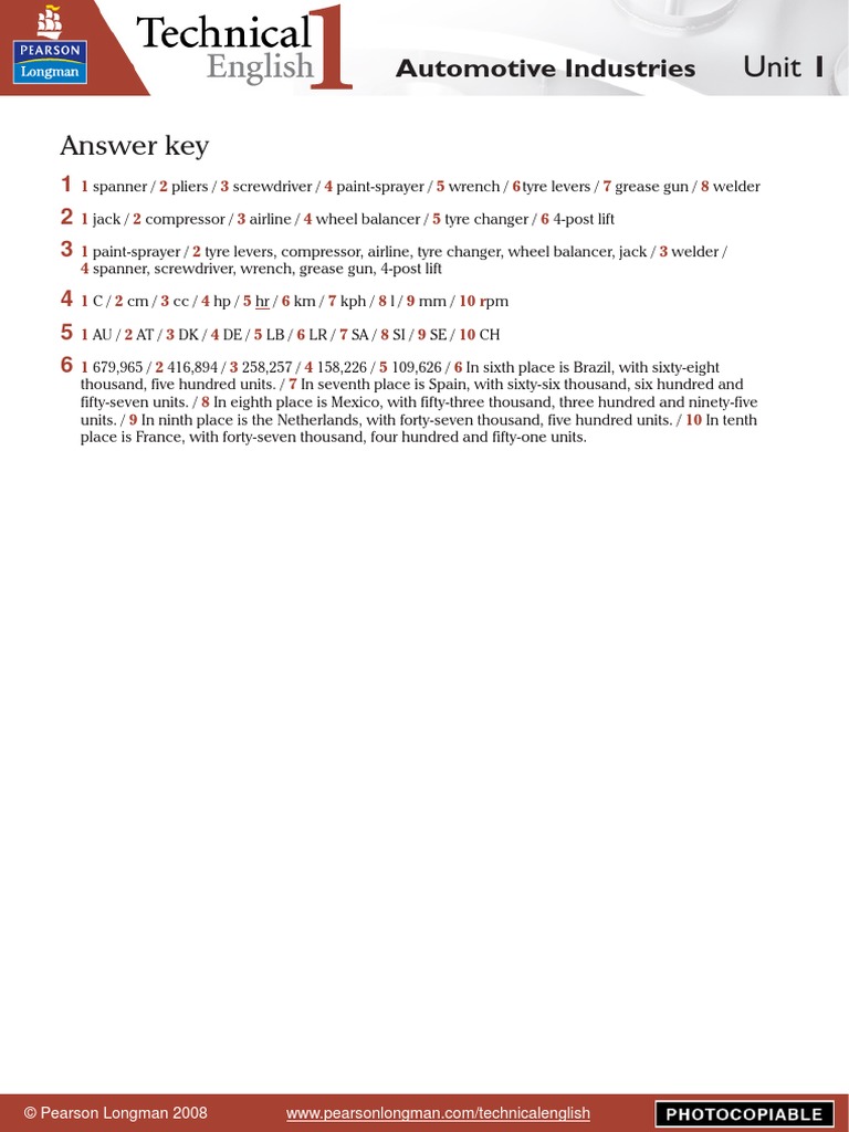 Technical English 1-Unit-01-Answer Keys | PDF