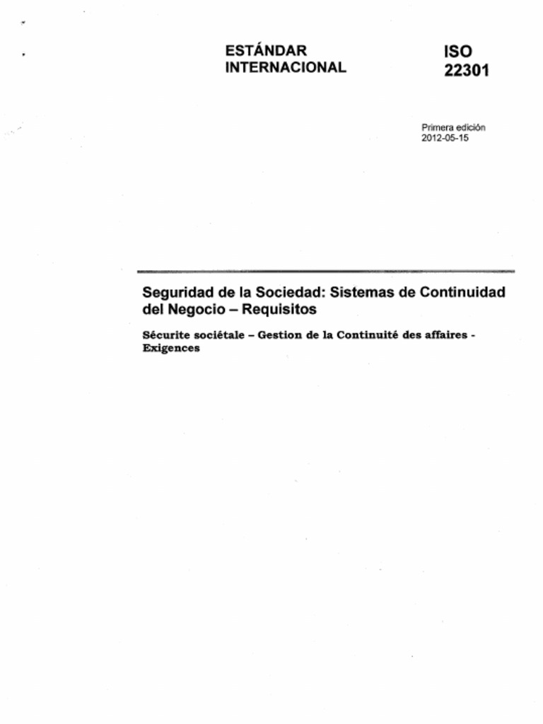ISO 22301 2012 Draft | PDF