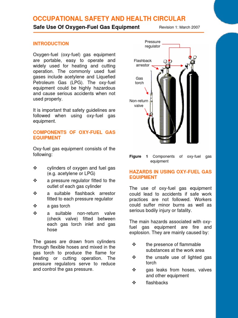 Safe Use of Oxygen Fuel Gas Equipment | PDF | Gases | Energy Technology