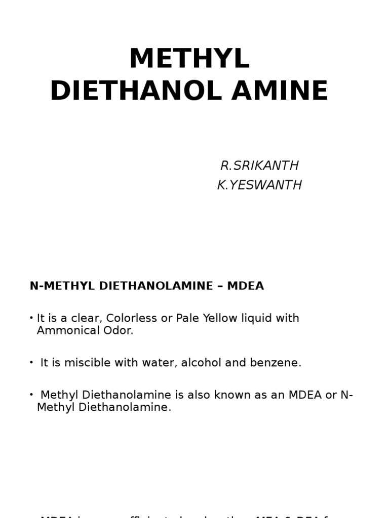 Methyl Diethanolamine (MDEA) Overview | PDF | Amine | Gases