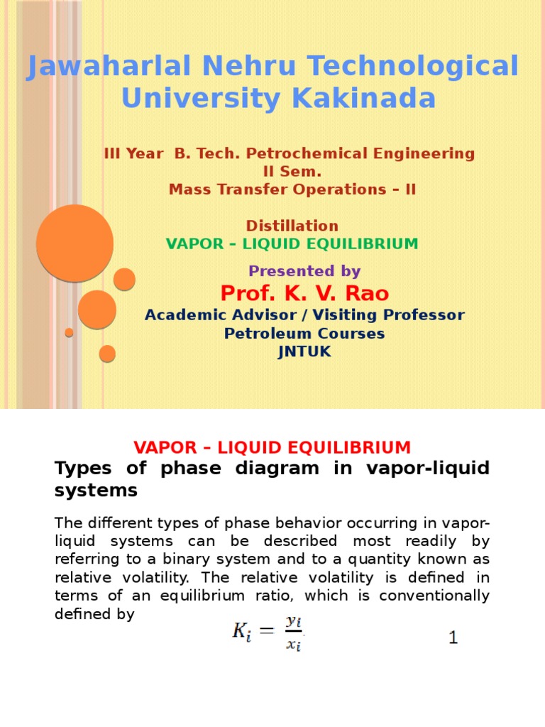Vapor-Liquid Equilibrium in Distillation | PDF | Phase (Matter ...