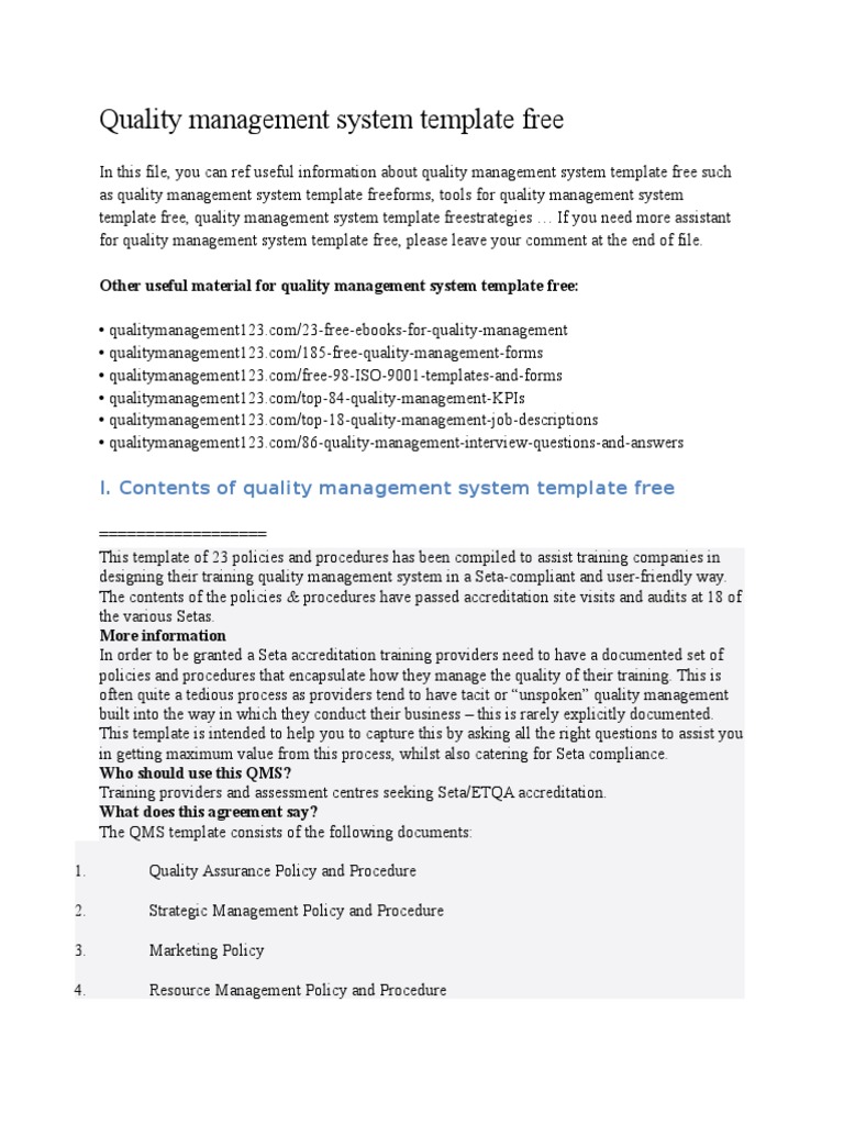 Quality Policy Template