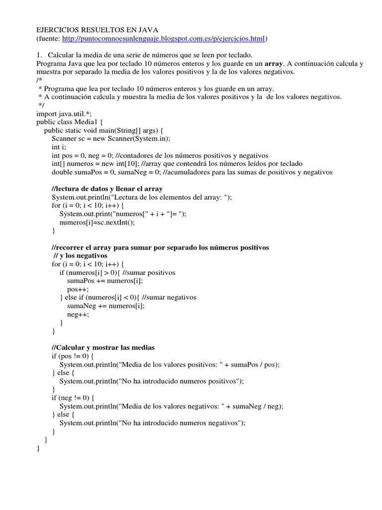 Ejercicios Resueltos en Java | PDF | Java (lenguaje de programación ...