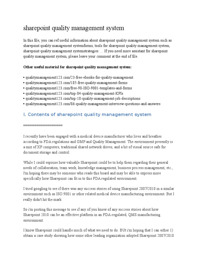 Sharepoint Quality Management System | PDF | Scatter Plot | Scientific Modeling