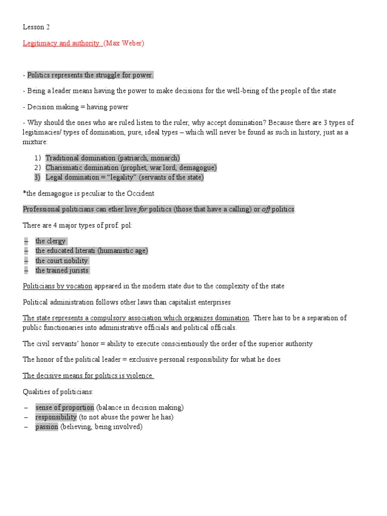 Weber's Types of Legitimacy in Politics | PDF | Political Science | Science