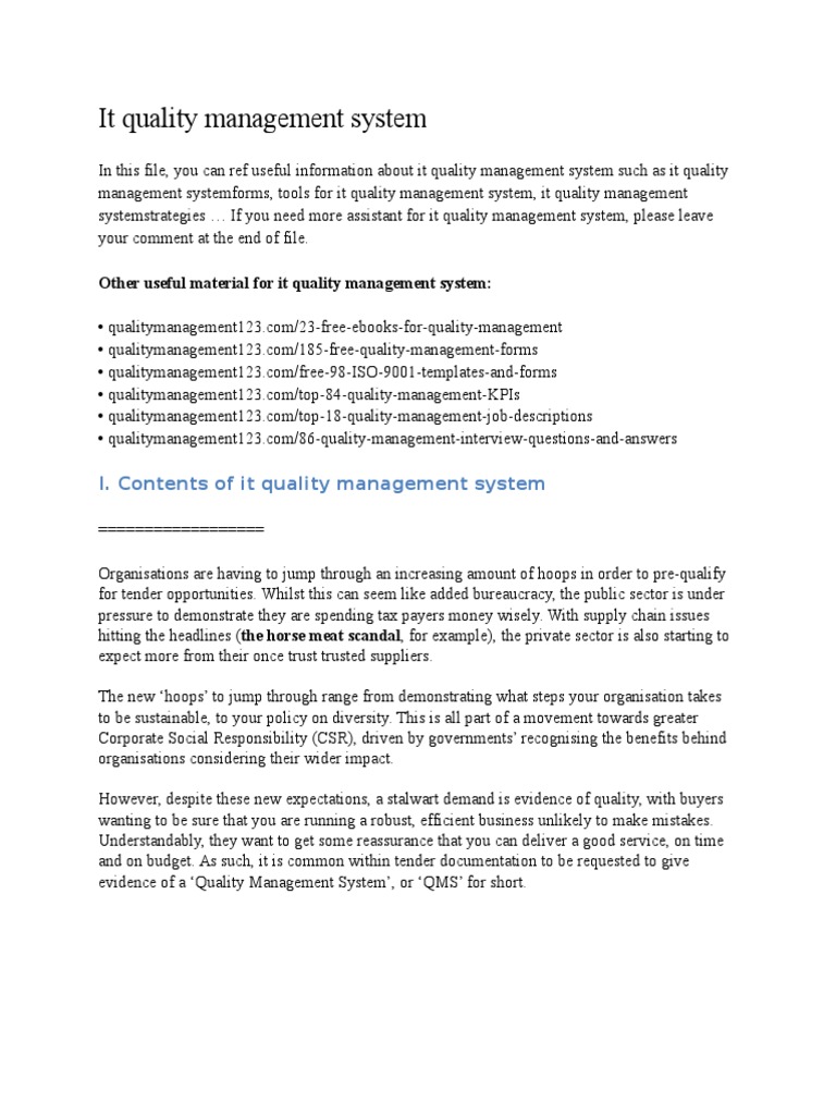 IT Quality Management System Guide | PDF | Scatter Plot | Histogram