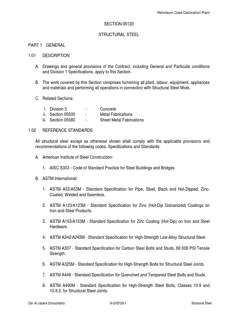 Structural Steel Specifications for Plant | PDF | Structural Steel | Screw