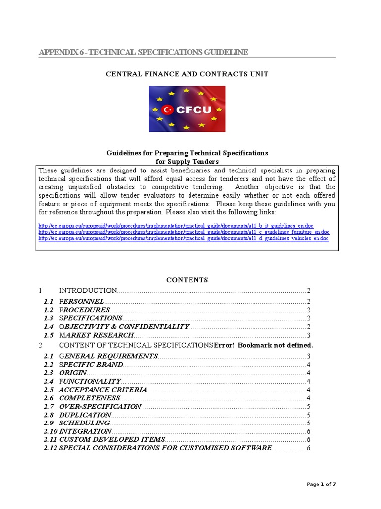 A-6-Guideline For Technical Specification | Download Free PDF | Specification (Technical ...