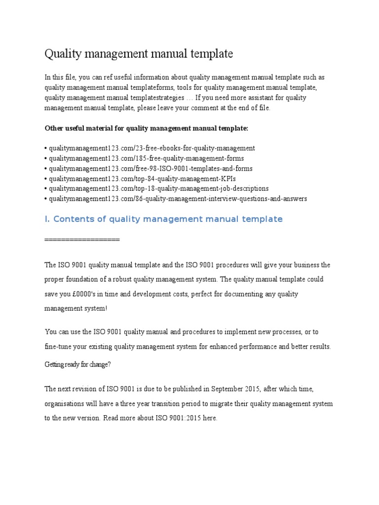 ISO 9001 Quality Manual Template Guide | PDF | Scatter Plot | Histogram
