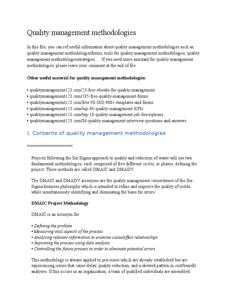 Quality Management Methodologies | PDF | Scatter Plot | Statistical ...