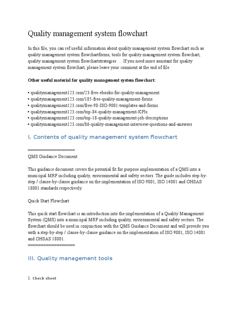 Quality Management System Flowchart | PDF | Scatter Plot | Statistical ...