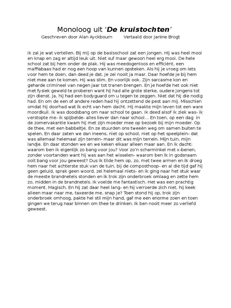 Monoloog Uit de Kruistochten Van Alan Ayckbourn | PDF