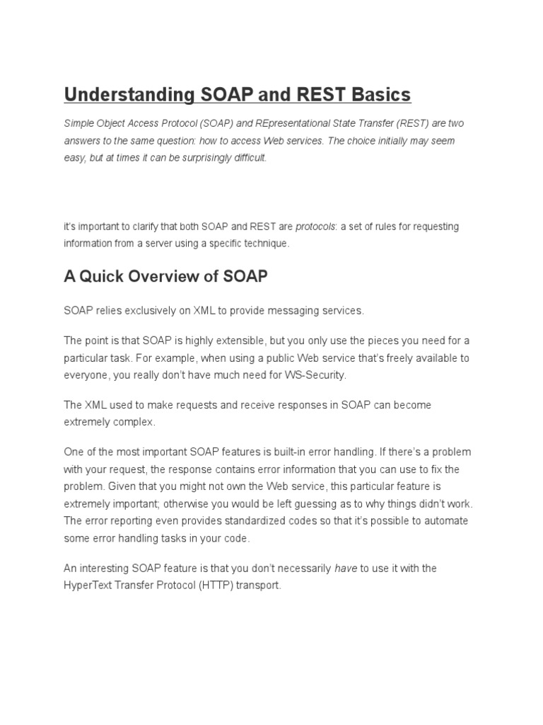 Understanding SOAP and REST Basics | PDF | Soap | Representational ...