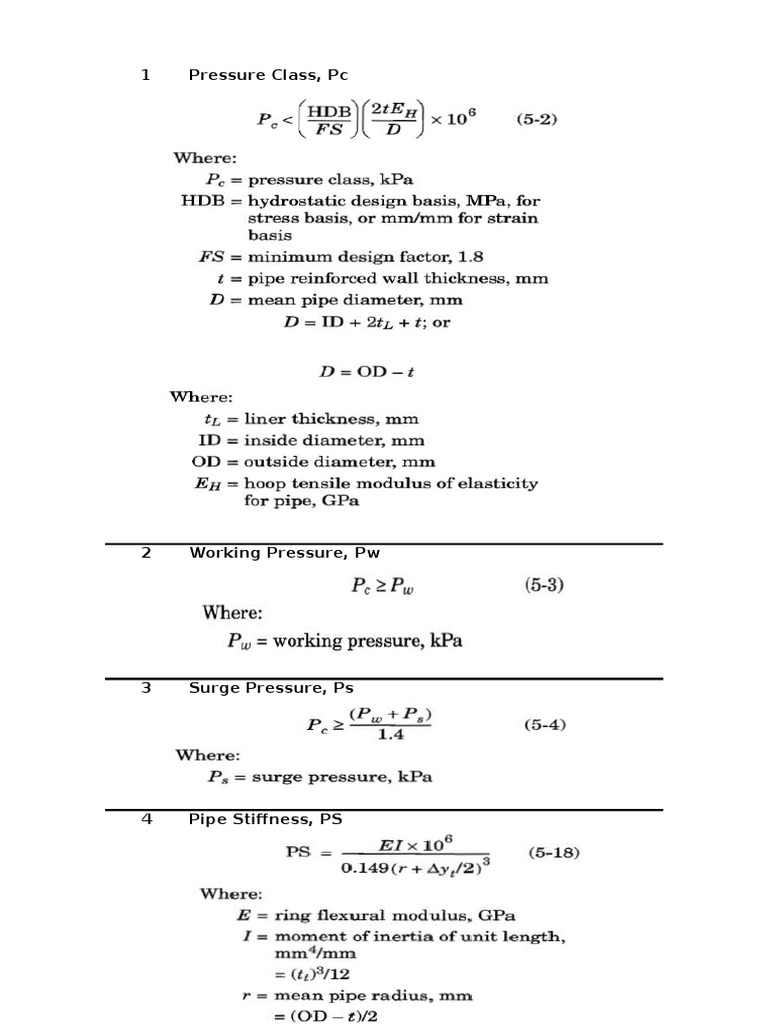 AWWA M45 Pipe Design Calculations | PDF | Pascal (Unit) | Tire