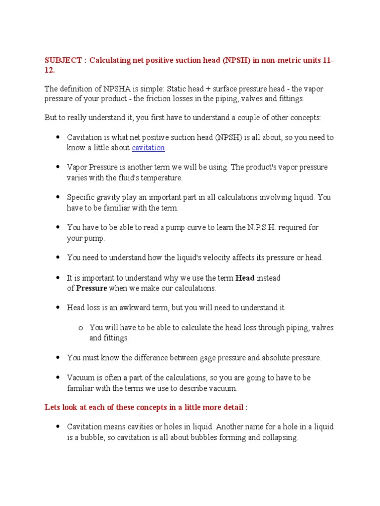 Pump Head Calculation | Download Free PDF | Pressure | Pump
