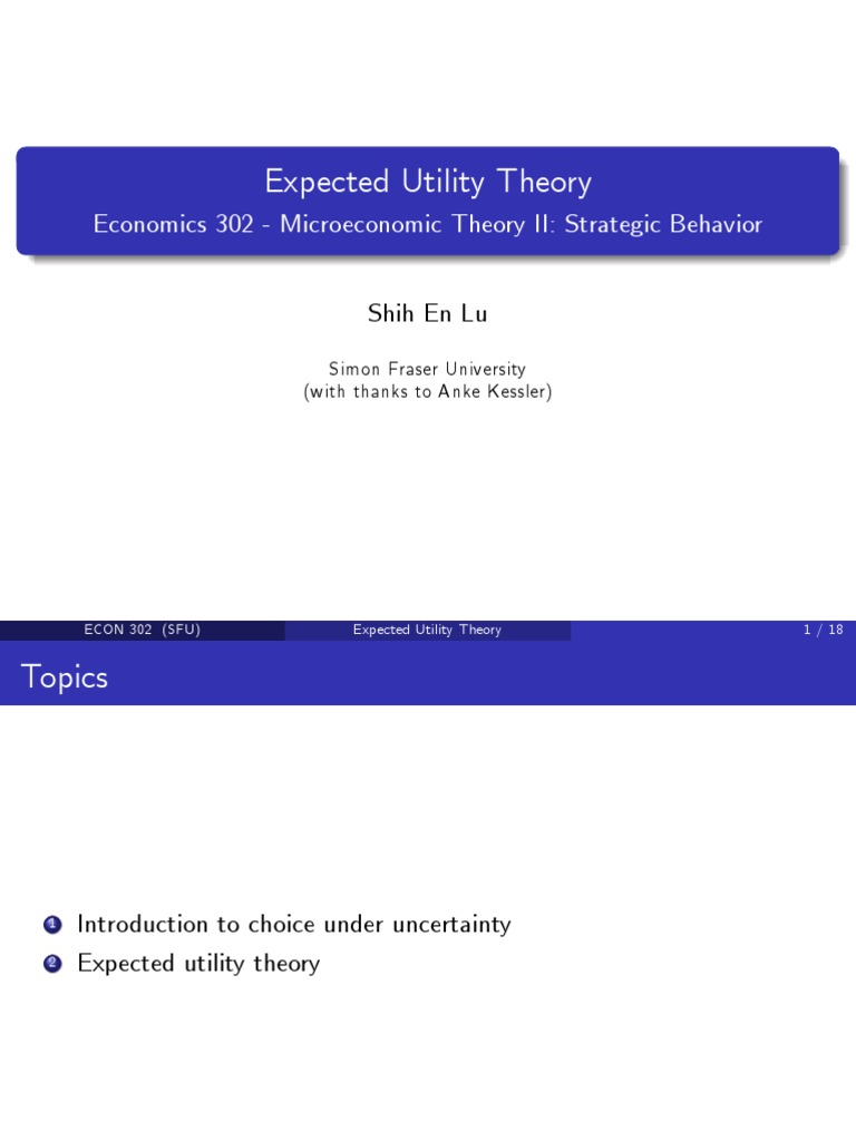 3p Expected Utility Theory PDF | PDF | Utility | Economic Theories