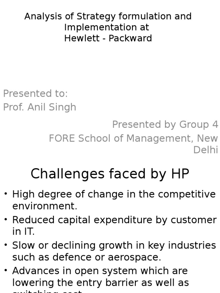Strategy Formulation at Hewlett-Packard | PDF