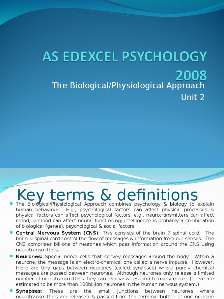 Edexcel AS Psychology - The Biological Approach | Download Free PDF ...