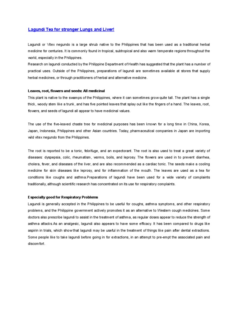 Lagundi Tea For Stronger Lungs and Liver | PDF | Herbalism ...