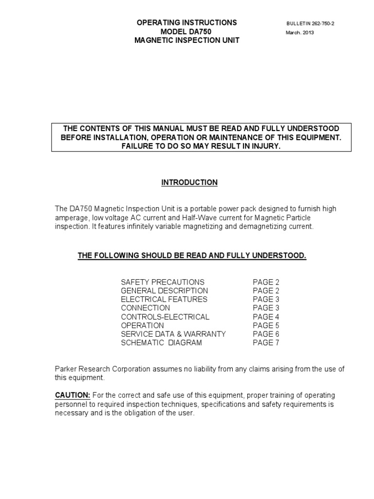 Wiring Diagram Magnetic Particles Inspecion | PDF | Electrical ...