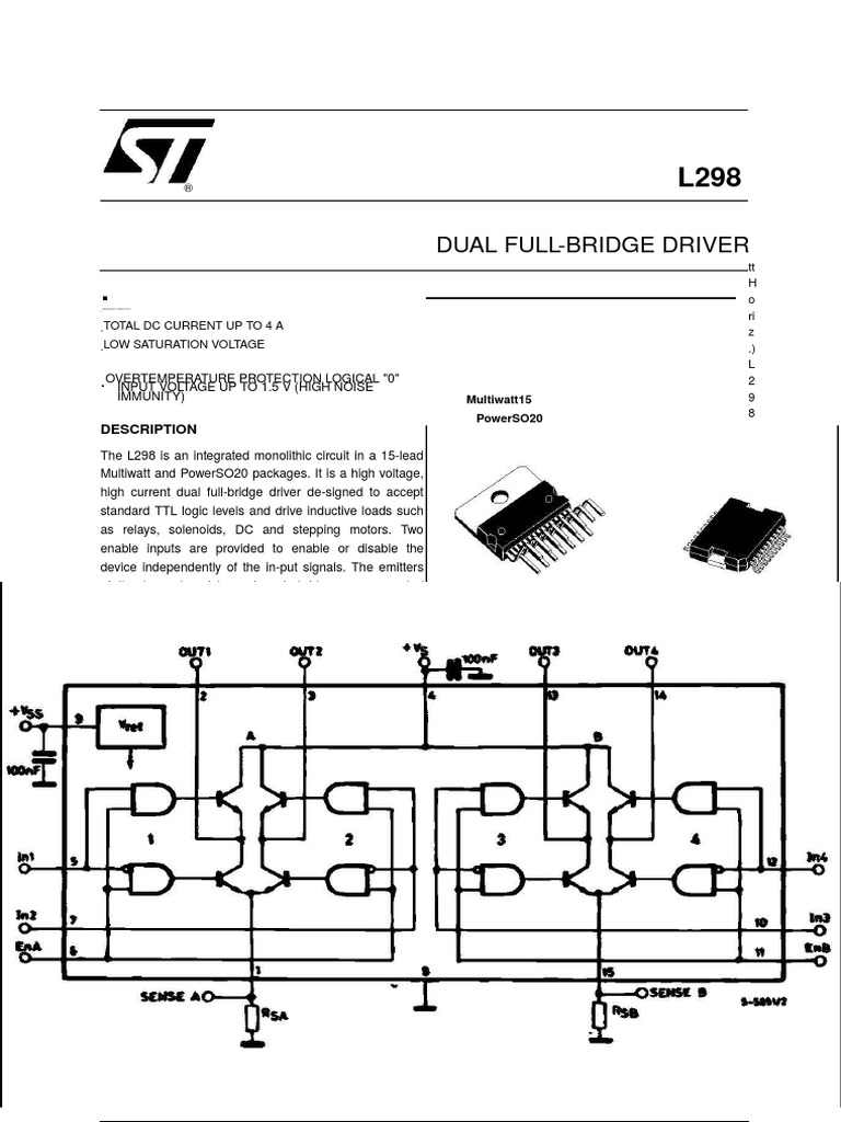 Datasheet l298 | PDF | Electrical Components | Electrical Engineering