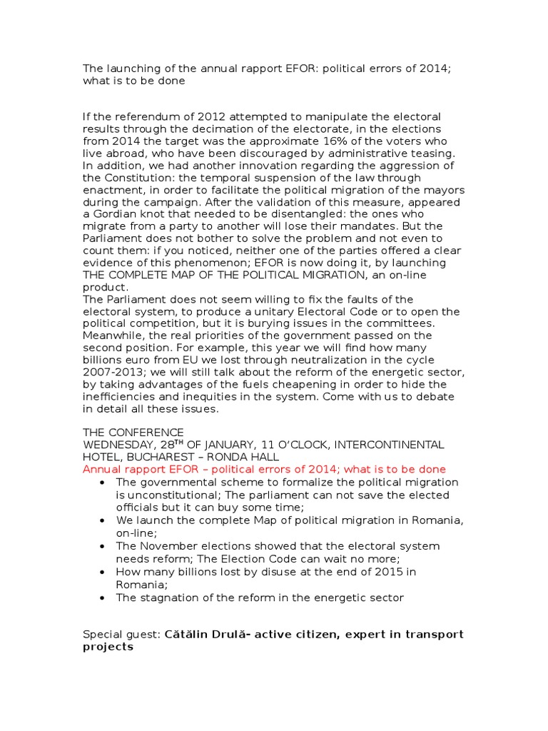 Annual Rapport EFOR - Political Errors of 2014 What Is To Be Done | PDF ...